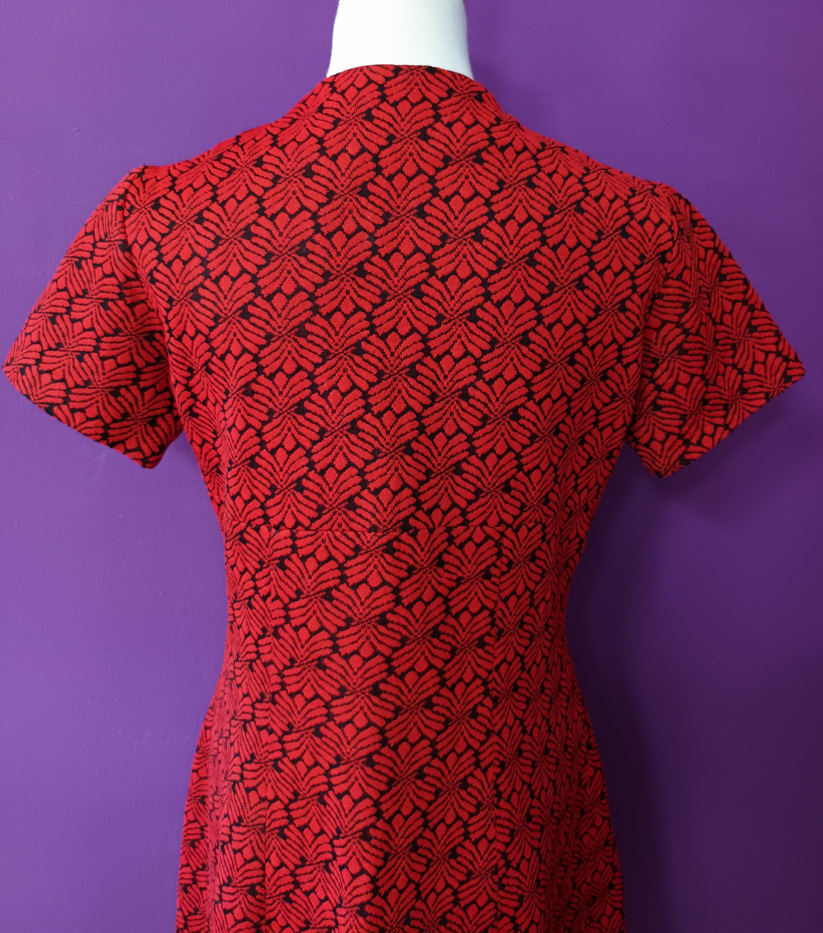 Vintage 1960s Red and Black Mod Dress Floral Geometric - Etsy