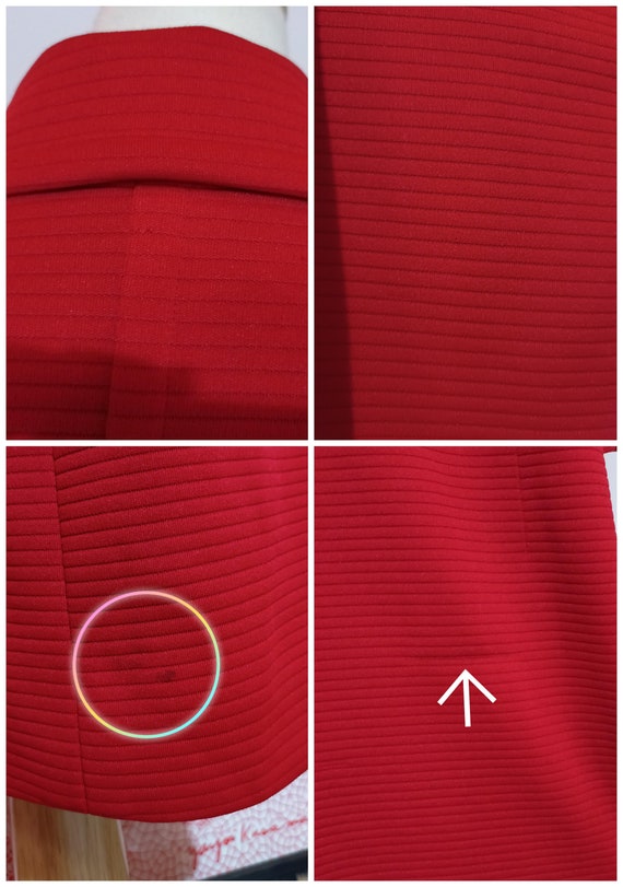 Vintage 1970s Crimplene Red Coat Wood Buttons Stylish… - Gem