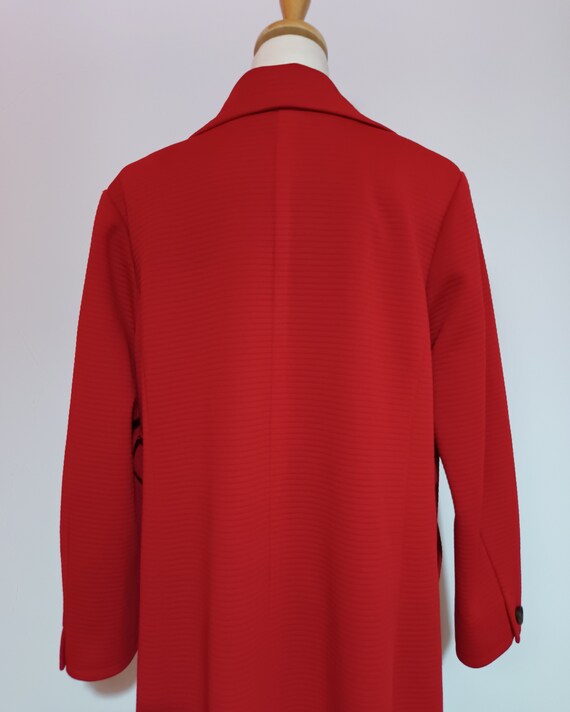 Vintage 1970s Crimplene Red Coat Wood Buttons Stylish… - Gem