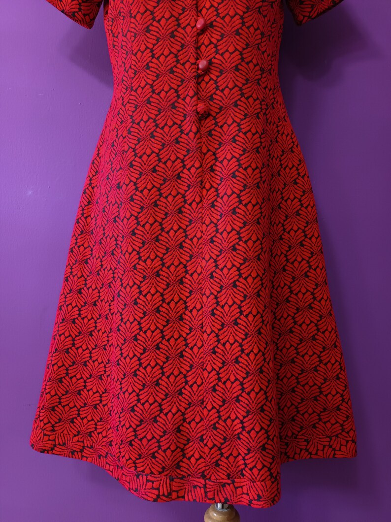 Vintage 1960s Red and Black Mod Dress Floral Geometric - Etsy