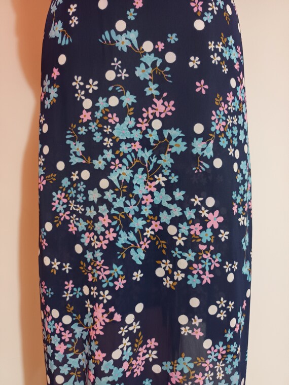 Vintage 1960s Dark Blue Floral Slips Pastel Pink Blue… - Gem