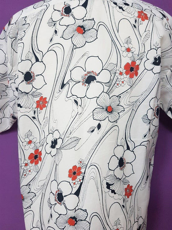 1960's Groovy Men's Floral Summer Shirt Chest 41" Whi… - Gem