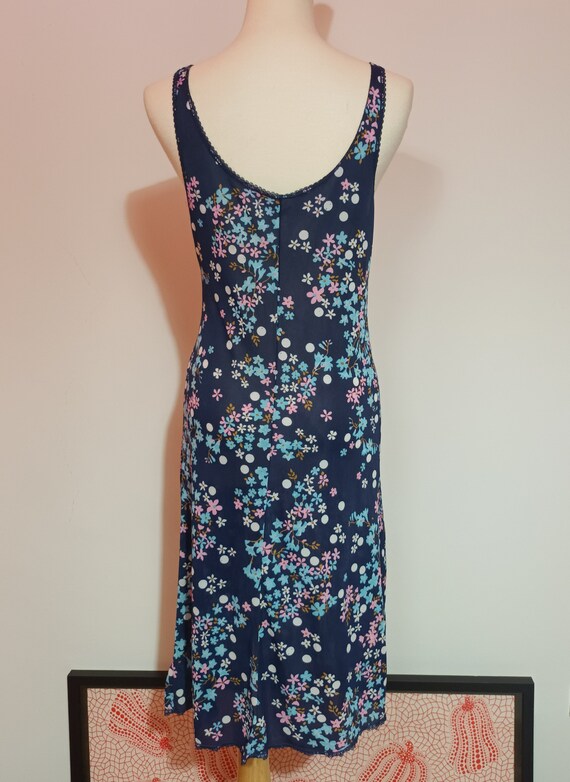 Vintage 1960s Dark Blue Floral Slips Pastel Pink Blue… - Gem