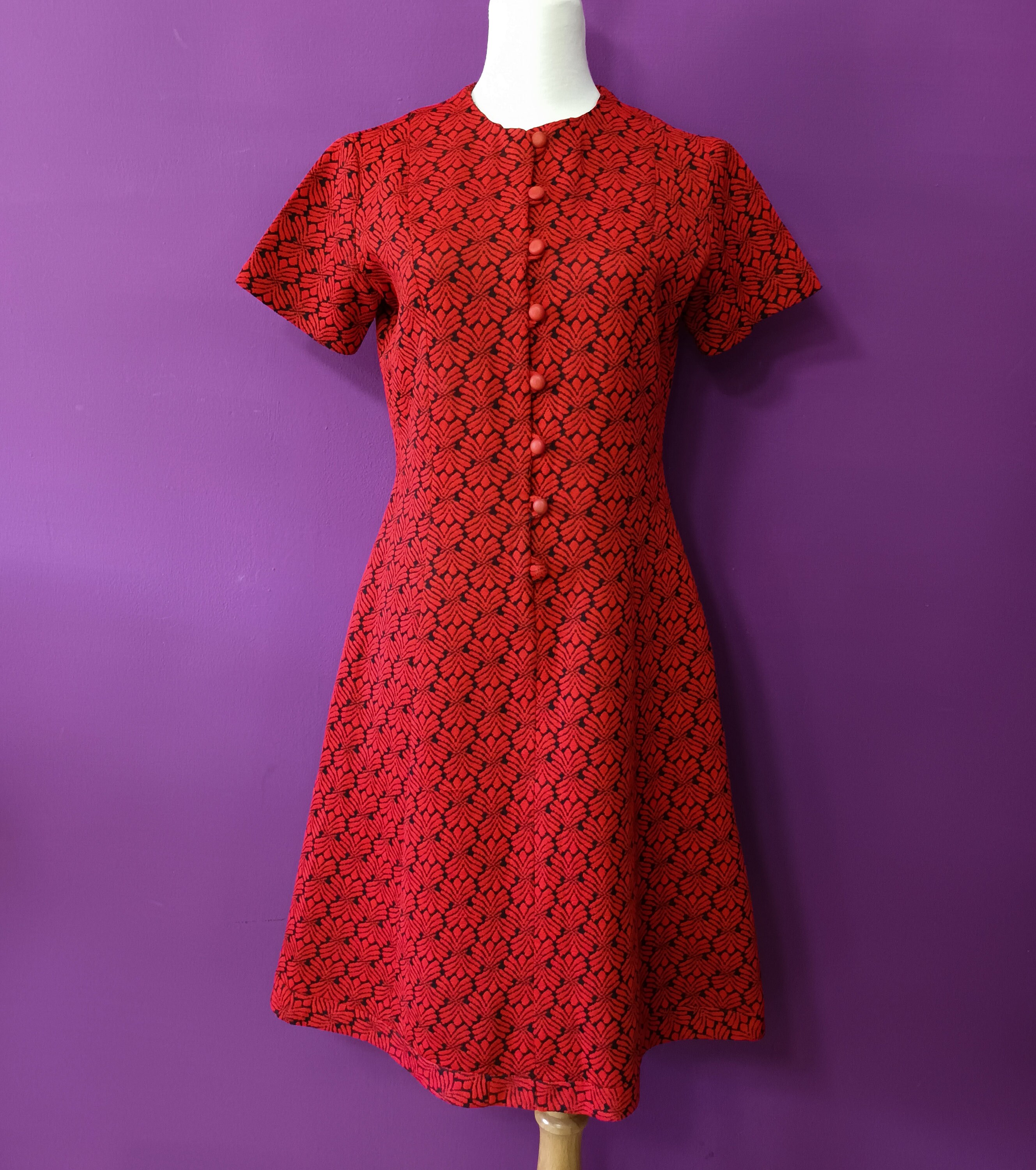 Vintage 1960s Red and Black Mod Dress Floral Geometric - Etsy