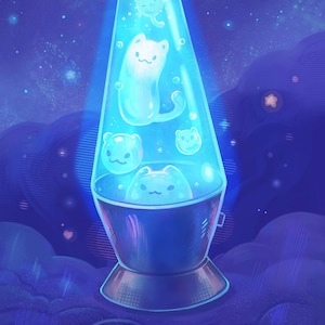 Lava Lamp || Cute Wall Art Featuring a Small Slimy Cats in a Lava Lamp ...