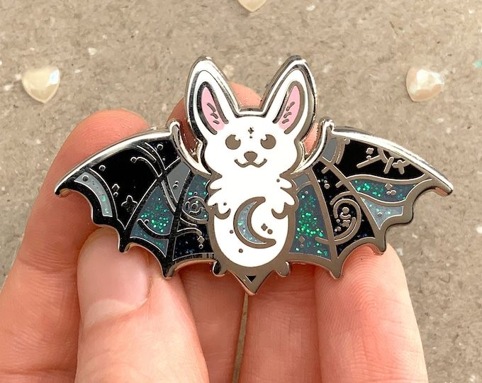 Bat Enamel Pin - Cute Silver Bat From the Stars Enamel Pin - Space Pins ...