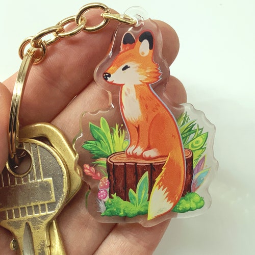 Red Fox Kawaii Keychain : a Cute Fox Acrylic Charm Cute - Etsy