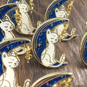 Moon Cat : a Cute Cat Pin - Space Enamel Pins - Kawaii Enamel Pin ...