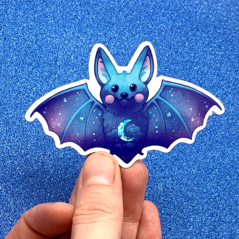 Bat From the Stars Sticker | Cute Starry Bat, Original Art Glittery ...