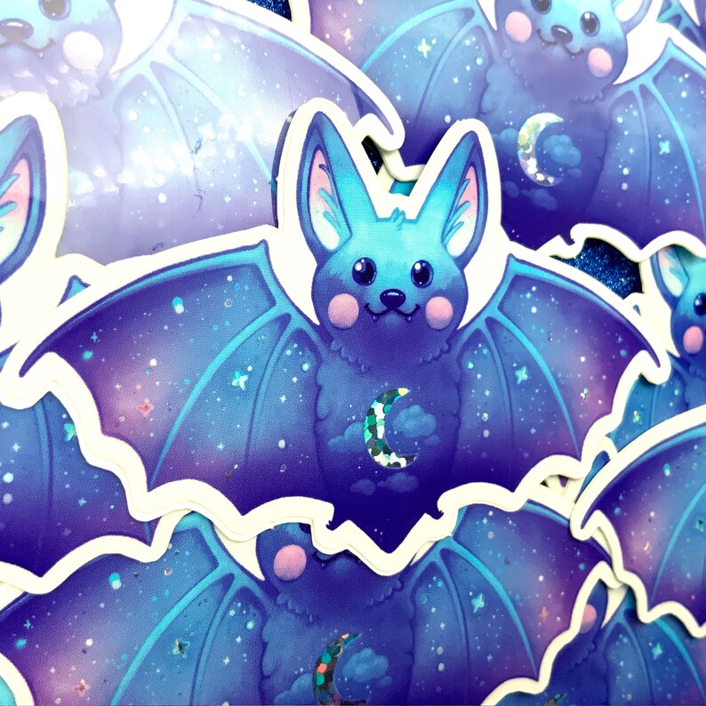 Bat From the Stars Sticker | Cute Starry Bat, Original Art Glittery ...