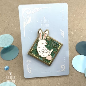 White Rabbit Pin - Cute Animal Pin With Patterns and Glitters - Gold ...