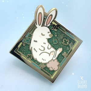 White Rabbit Pin - Cute Animal Pin With Patterns and Glitters - Gold ...