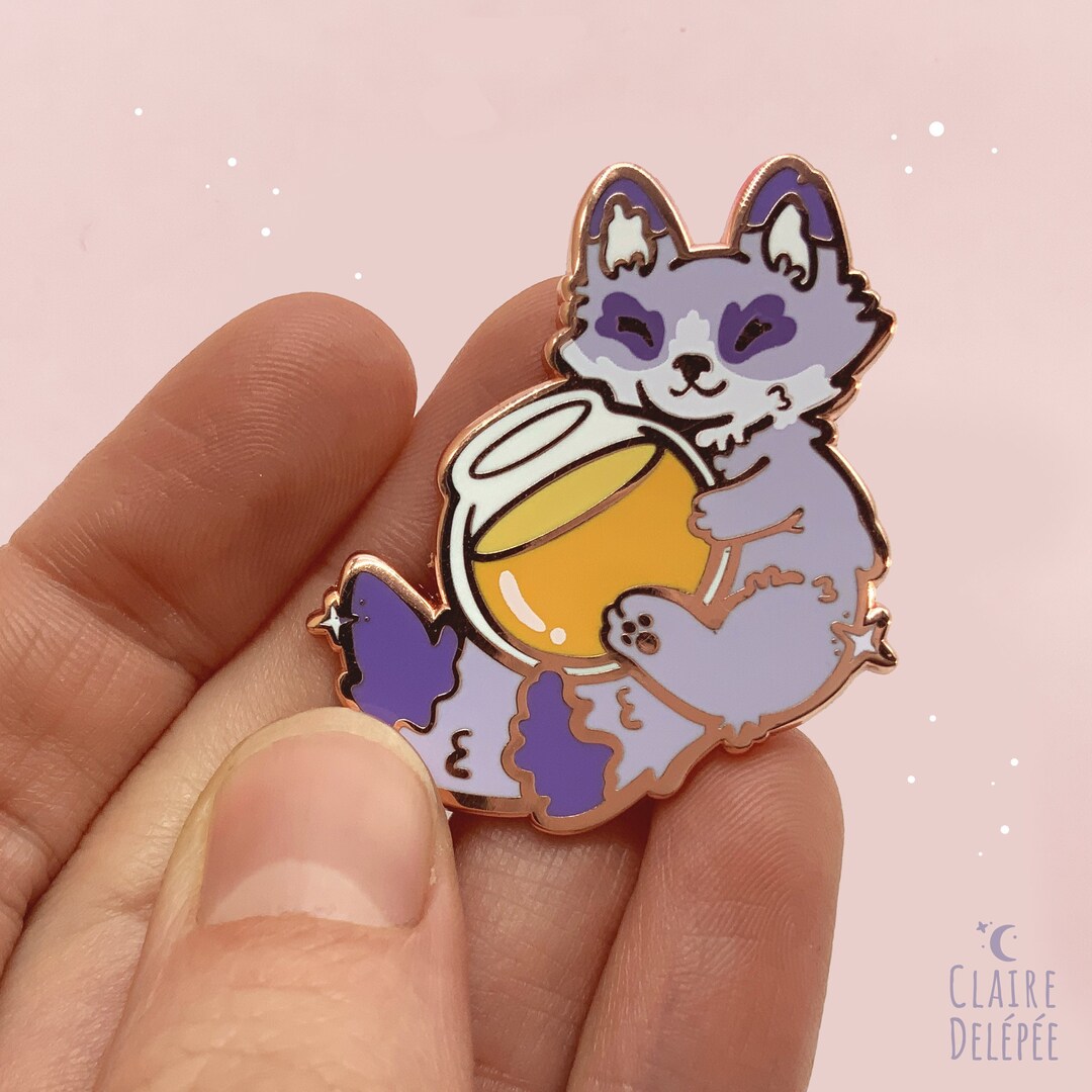 Raccoon Pin - a Cute Rose Gold Enamel Pin - Cute Animal Pin - Cute ...