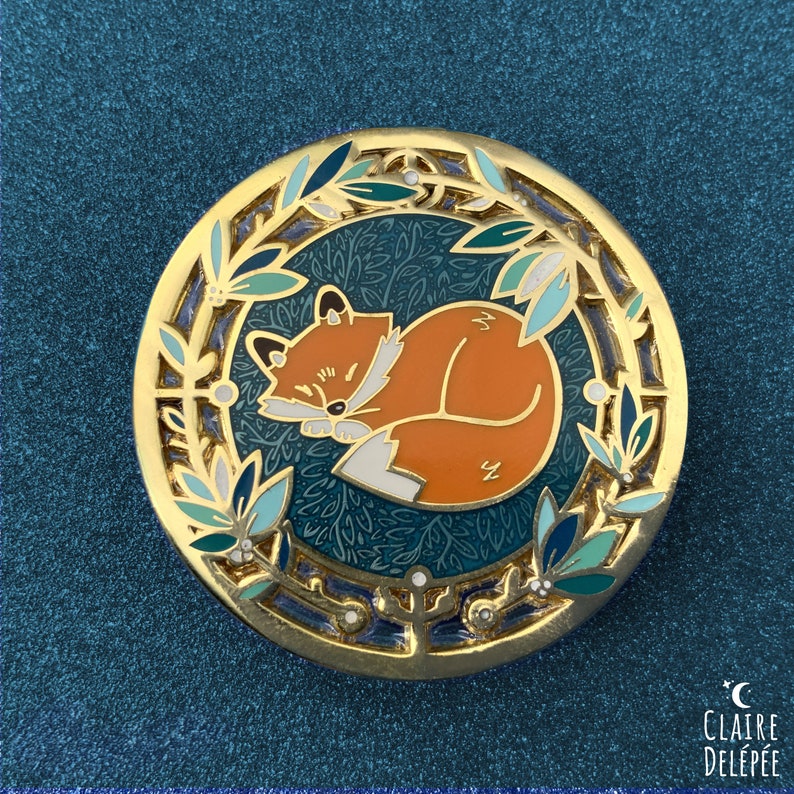 Cute Fox Pin : a Stained Glass Enamel Pin Featuring a Kawaii Sleeping ...