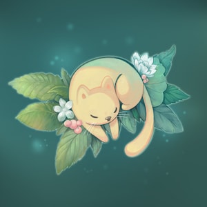 Small Nap for Small Cat : a Cute Cat Art Print - Square Artwork - Cat ...