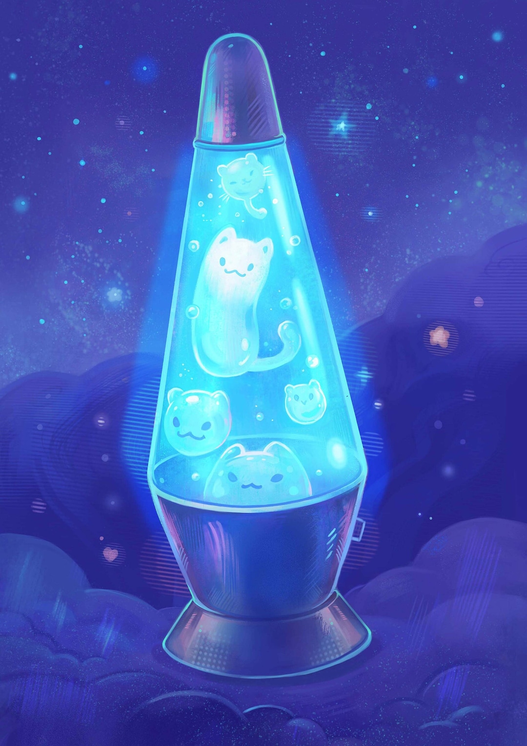 Lava Lamp || Cute Wall Art Featuring a Small Slimy Cats in a Lava Lamp ...