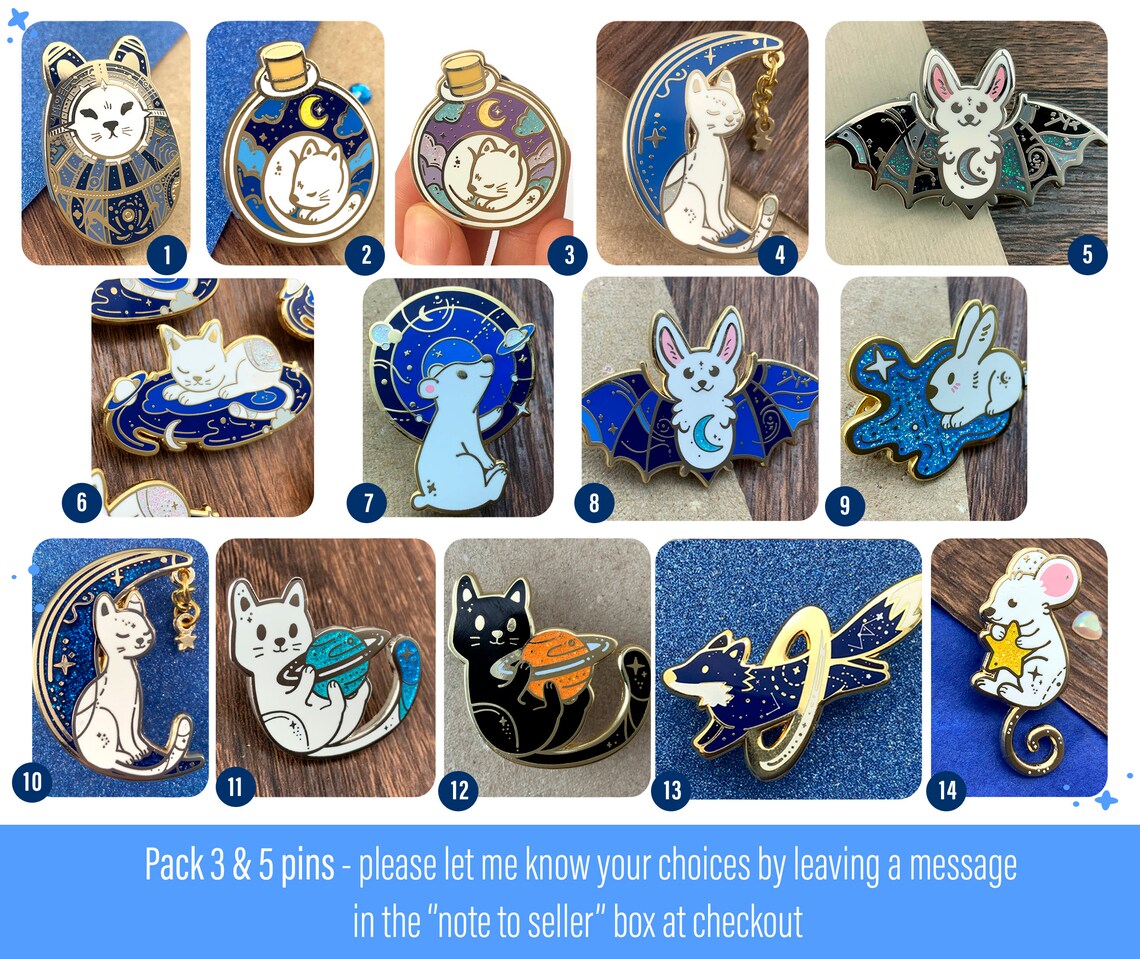 Star-catching Mouse : a Cute Kawaii Pins Cute Enamel Pins - Etsy