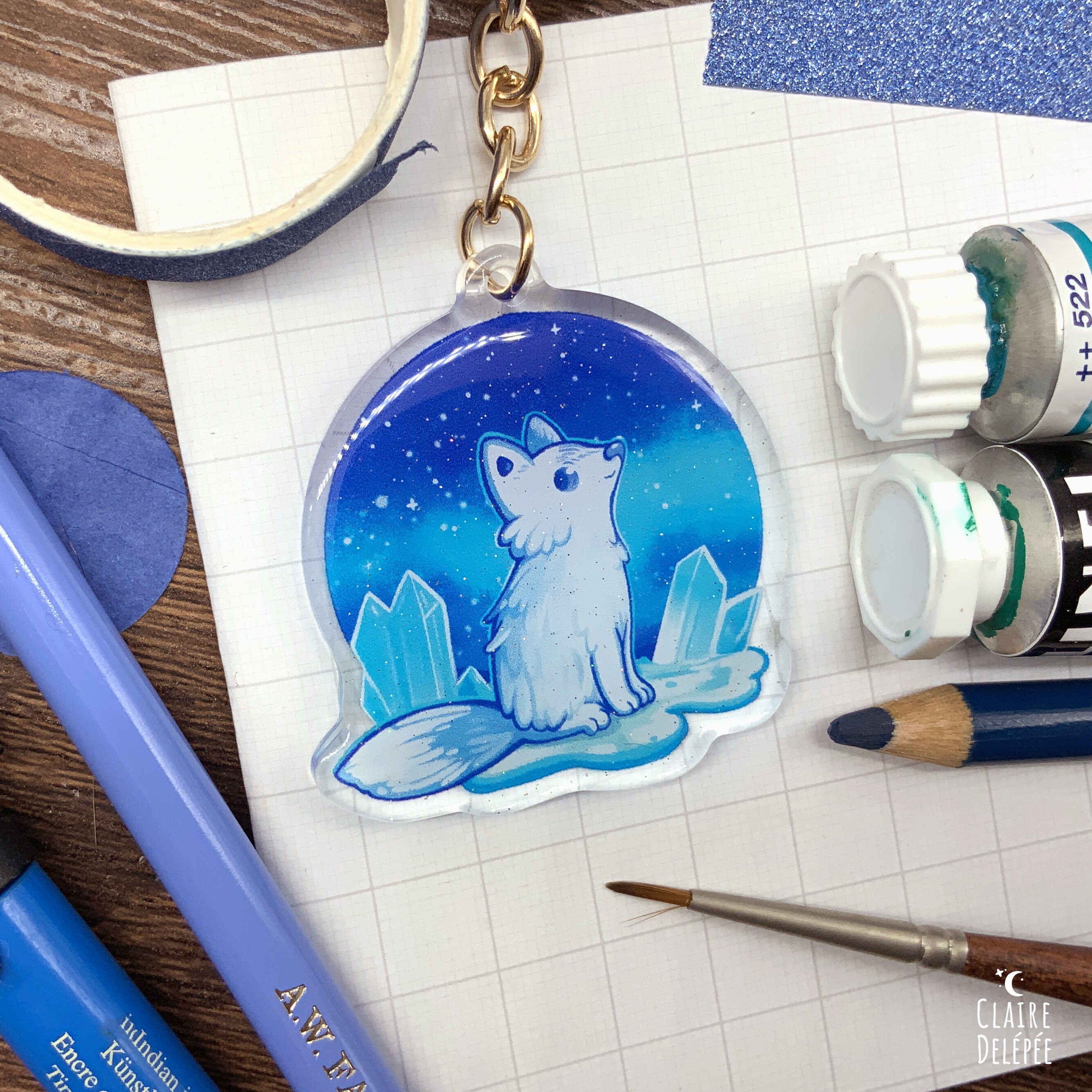 Cute Key Chains : a White Fox Keychain Fox Accessories | Etsy