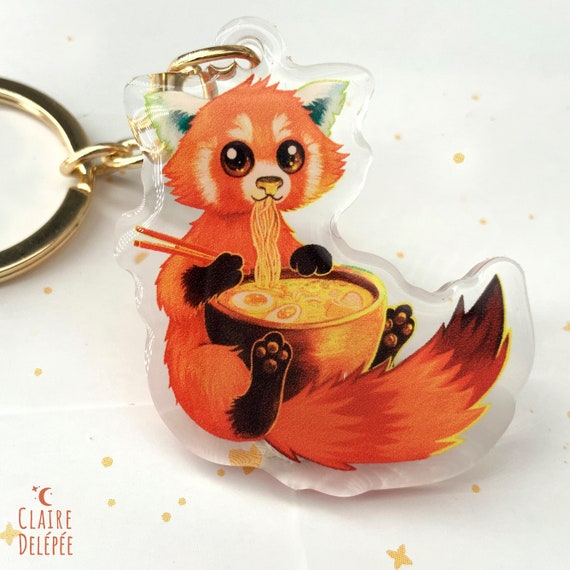 Red Panda Keychain Animal Keychain Cute Acrylic Keychain | Etsy