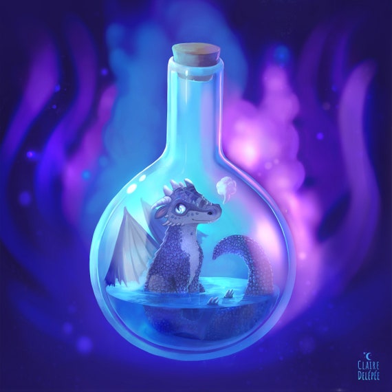 Dragon Potion Print Cute Fantastic Animal in a Magic Potion | Etsy