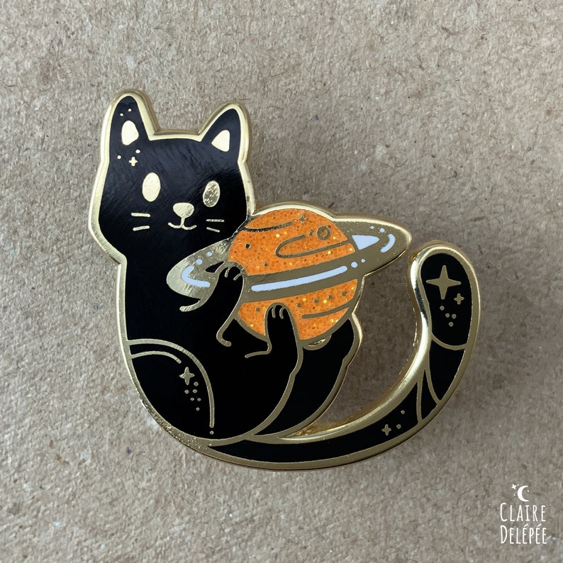 Black Cat Enamel Pin Space Enamel Pin Cat Enamel Pin Black - Etsy