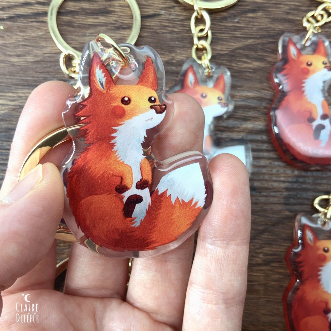 Red Fox Kawaii Keychain : a Cute Fox Acrylic Charm - Cute Keychain ...