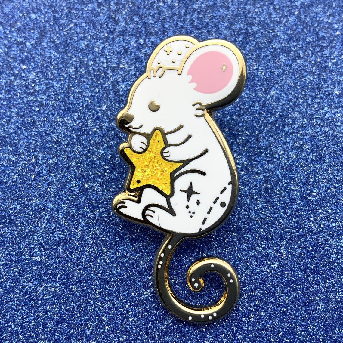 Star-catching Mouse : a Cute Kawaii Pins Cute Enamel Pins - Etsy