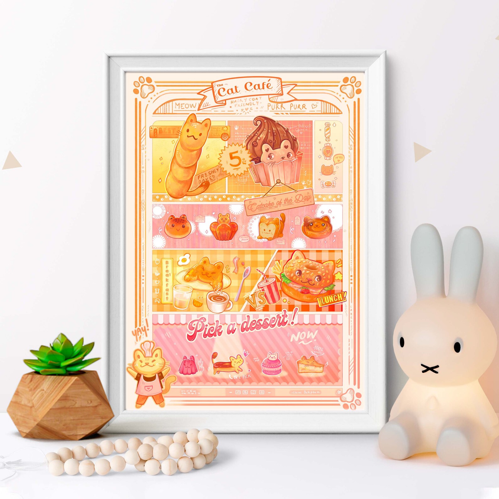 The Cat Café Menu || Hight Quality Art Print - Cute Wall Art Featuring ...