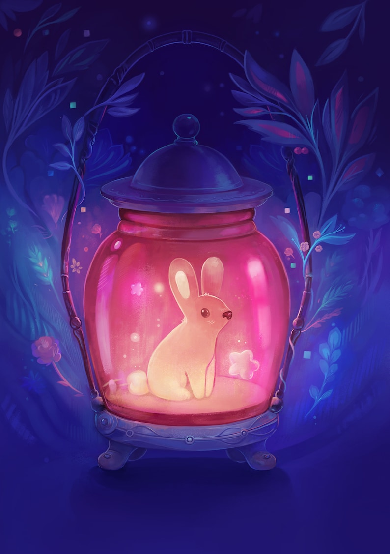 The Lantern || Cute Wall Art Featuring a Rabbit - Hight Quality Print ...
