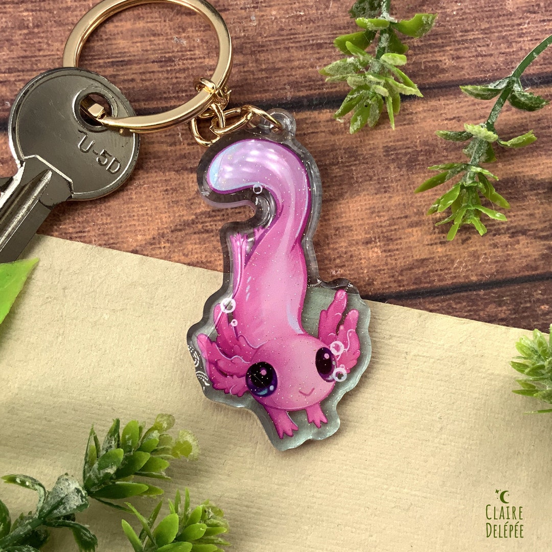Axolotl Keychain | Animal Keychain - Cute Acrylic Keyring- Fun Charm ...
