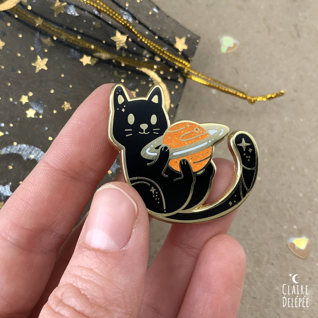 Black Cat Enamel Pin Space Enamel Pin Cat Enamel Pin Black Cat