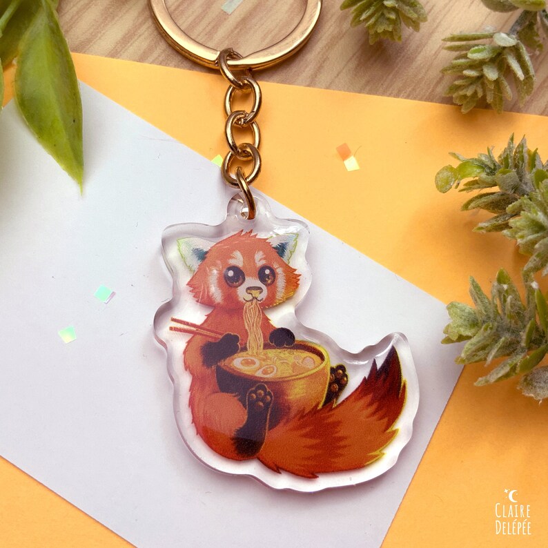 Red Panda Keychain Animal Keychain Cute Acrylic Keychain - Etsy