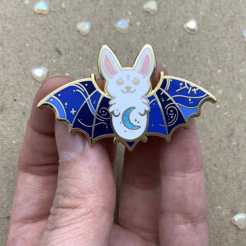 Bat Enamel Pin Cute Goldeb Bat From the Stars Enamel Pin - Etsy