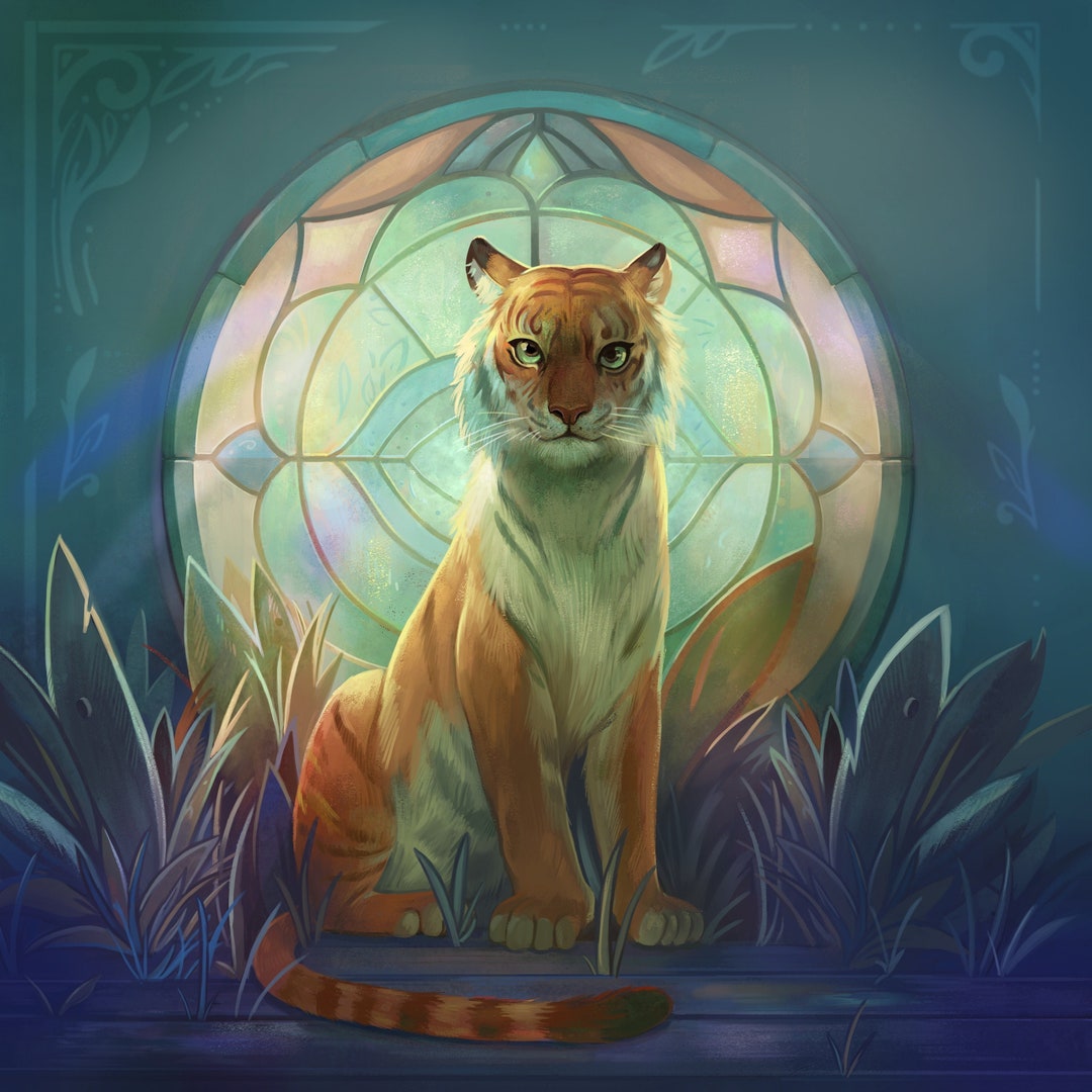 The Stained Glass Window : a Cute Tiger Art Print - Square Artwork ...