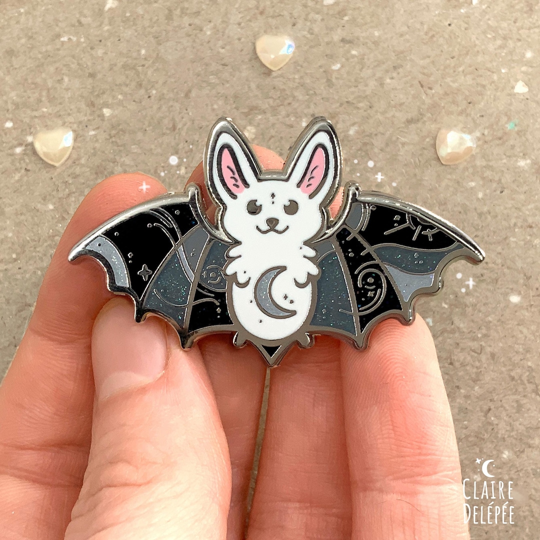 Bat Enamel Pin - Cute Silver Bat From the Stars Enamel Pin - Space Pins ...