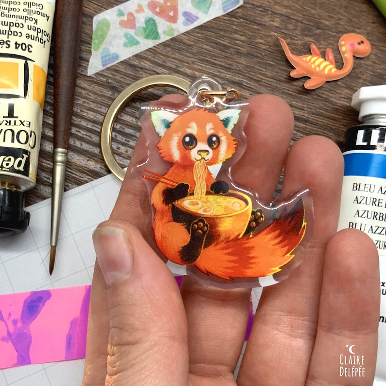 Red Panda Keychain Animal Keychain Cute Acrylic Keychain - Etsy