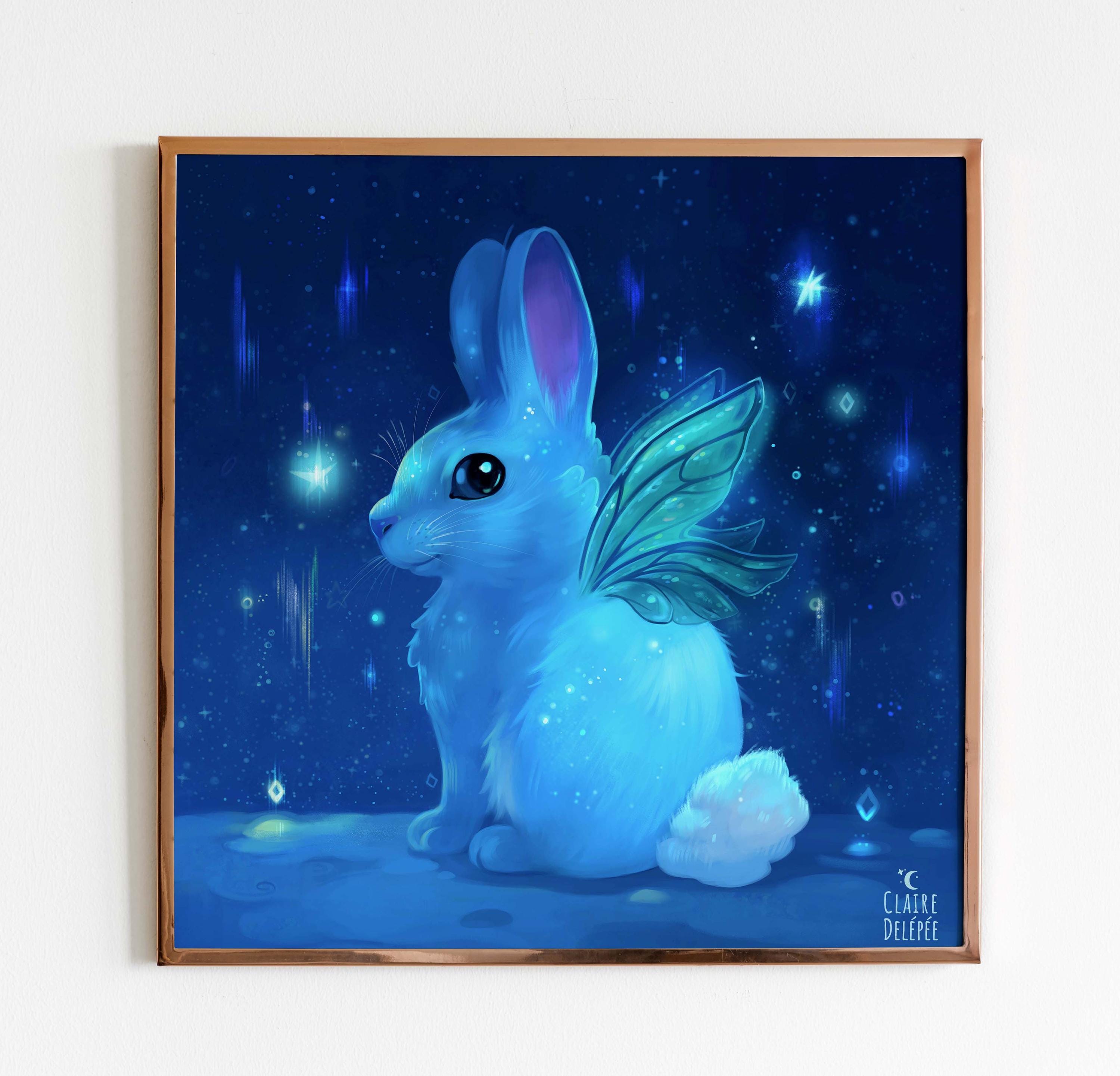 Fairy Rabbit : a Cute Bunny Art Print - Square Artwork - Animal Drawing ...