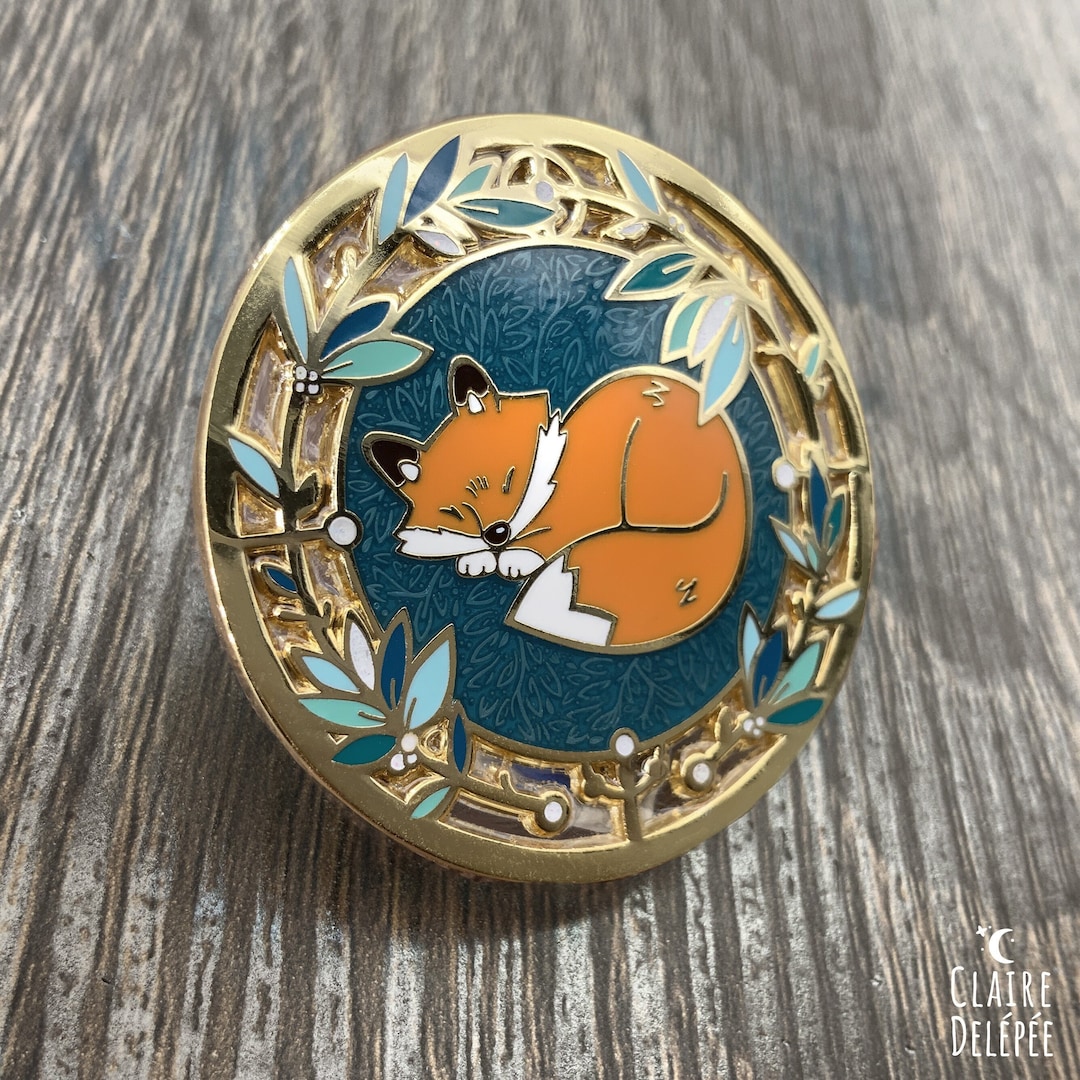Cute Fox Pin : a Stained Glass Enamel Pin Featuring a Kawaii Sleeping ...