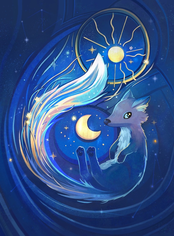 Space Fox Cute Wall Art Featuring a Fox in Space Hight | Etsy
