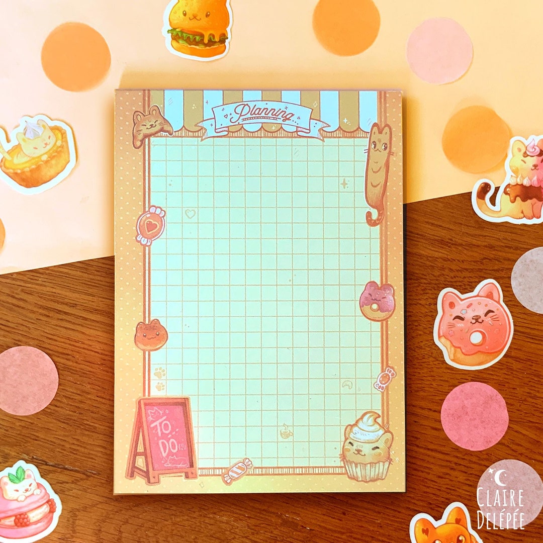 Notepad Representing Cute Little Cats Shaped in the Form of Pastries ...