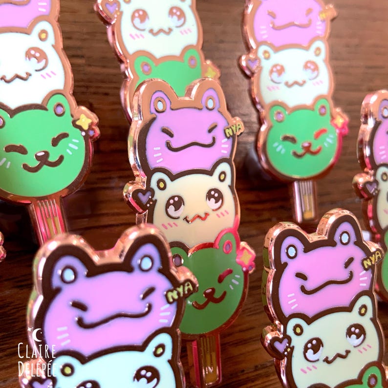 Cute Dango Enamel Pin Featuring Three Little Cats - Kawaii Animal ...