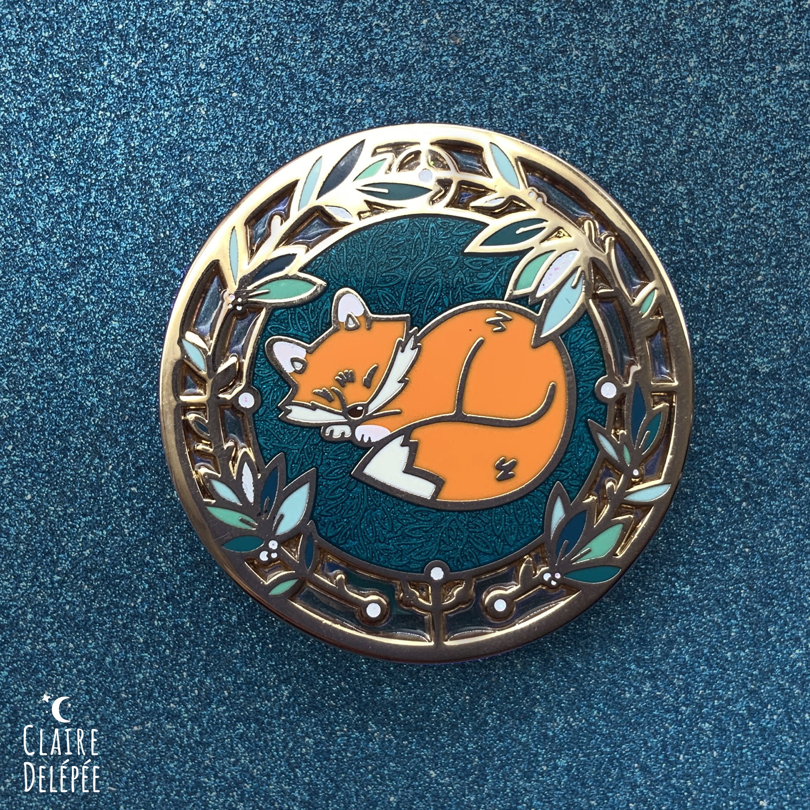 Cute fox pin : a stained glass enamel pin featuring a kawaii | Etsy