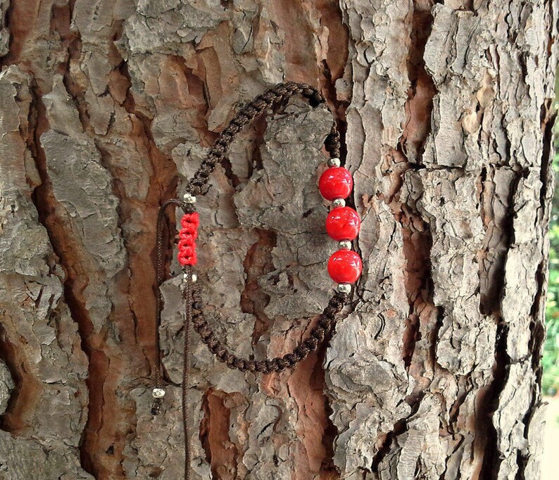 Red Howlite Bead Bracelet Chaoliti Silver Antique Beads | Etsy