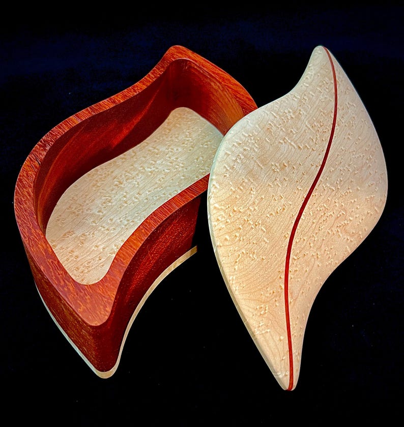 Leaf Box in Birdseye Maple and Padauk - Etsy