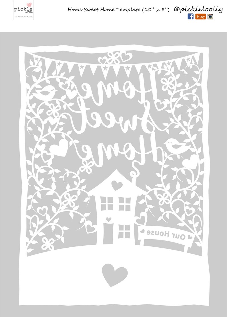 Downloadable Papercut Template 'home Sweet Home' Printable PDF or JPEG ...