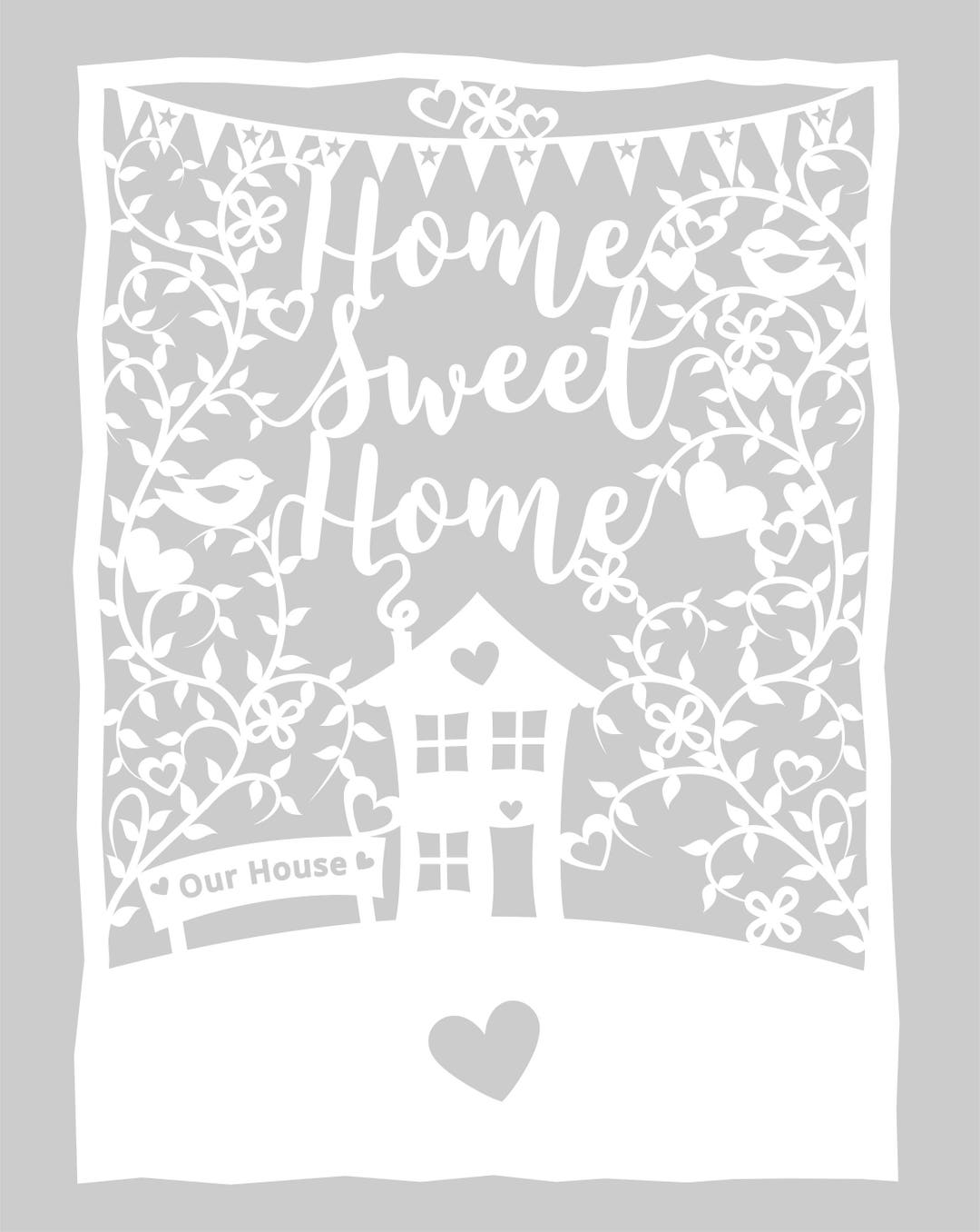 Downloadable Papercut Template 'home Sweet Home' Printable PDF or JPEG ...