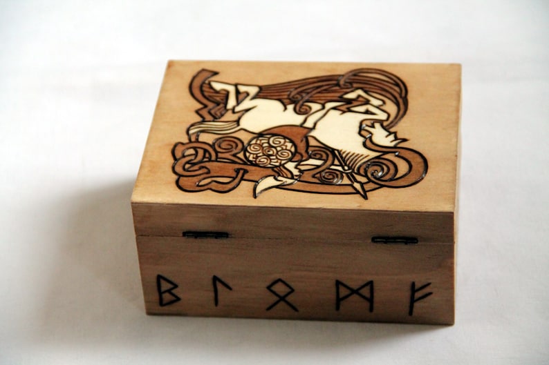 Valkyrie Wooden Box Carved With Viking Patterns - Etsy