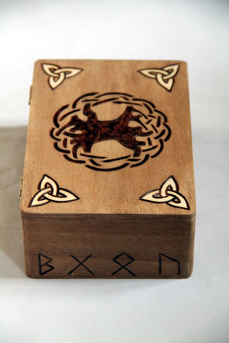 Wooden Box, Carved With Viking Patterns: Yggdrasil, Interlacings and ...
