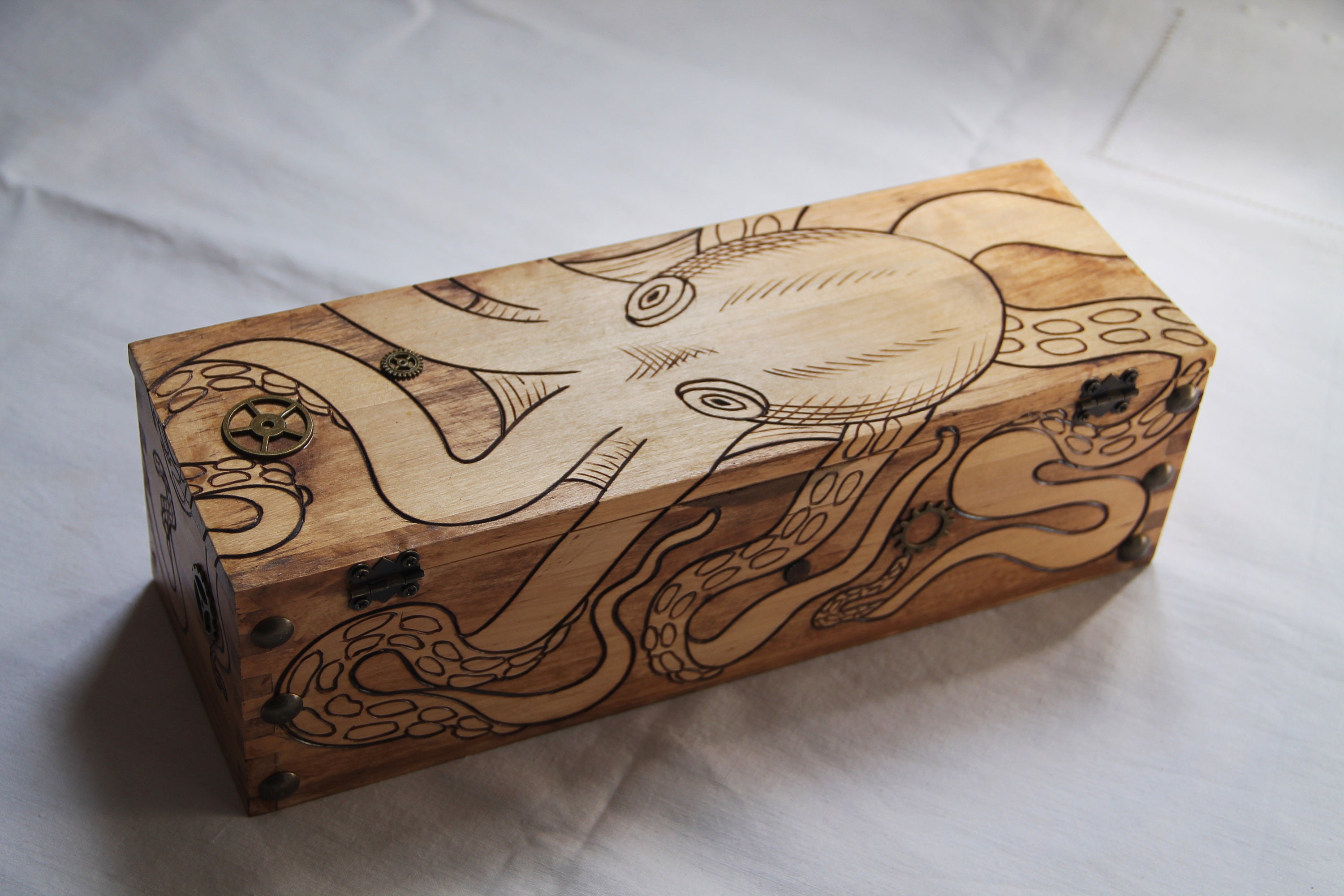 Vintage Wooden Box Carved in Steampunk Style With Octopus - Etsy