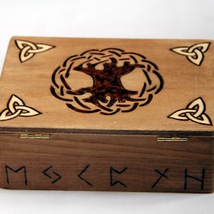 Wooden Box, Carved With Viking Patterns: Yggdrasil, Interlacings and ...